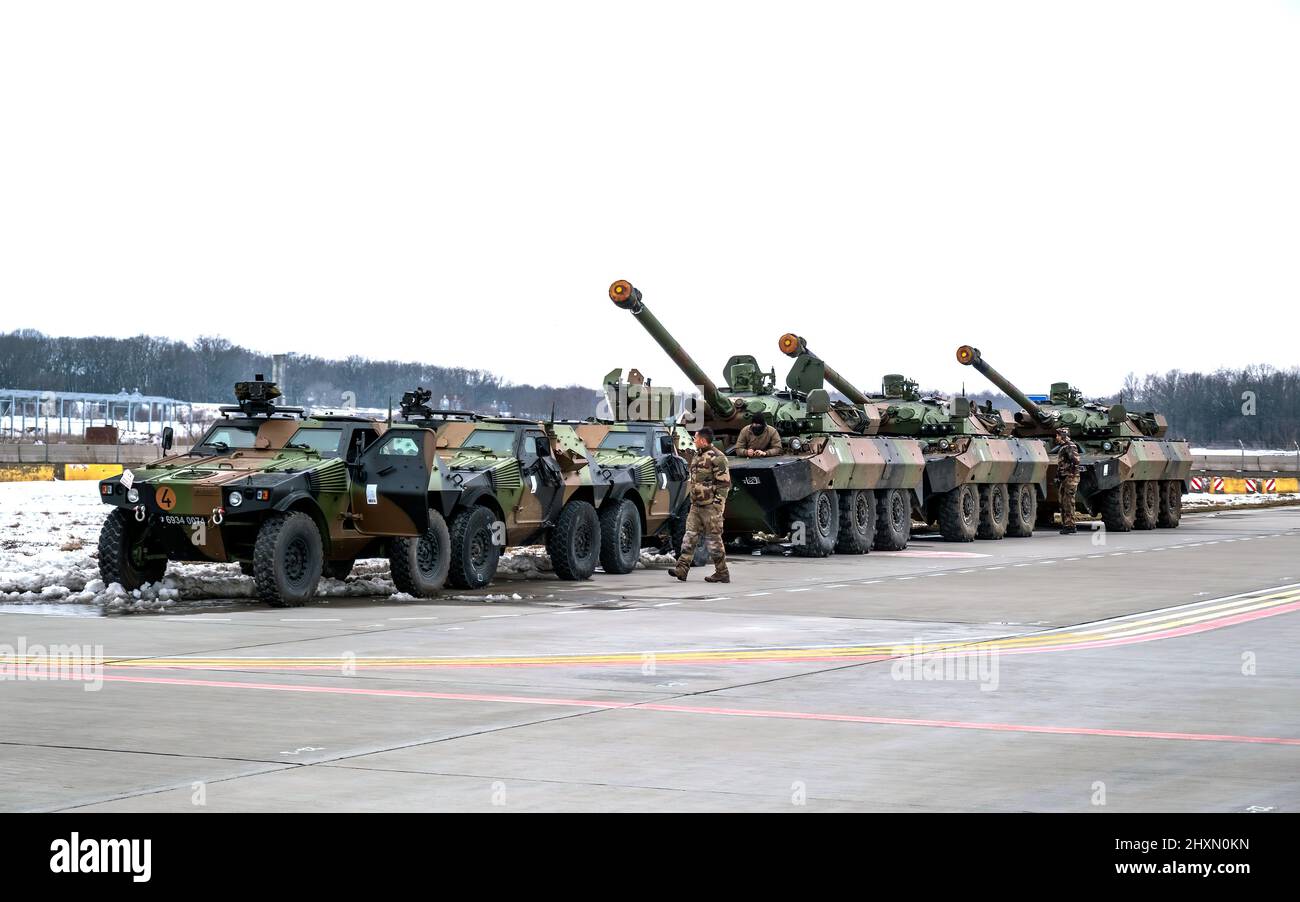 French armoured vehicles brought to Romania as part of the NATO ...