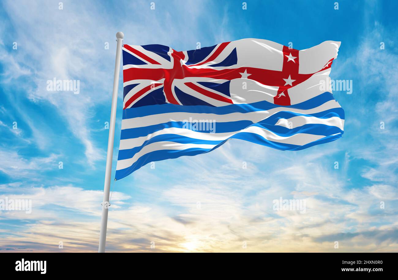 flag of Murray River Lower , Australia at cloudy sky background on ...