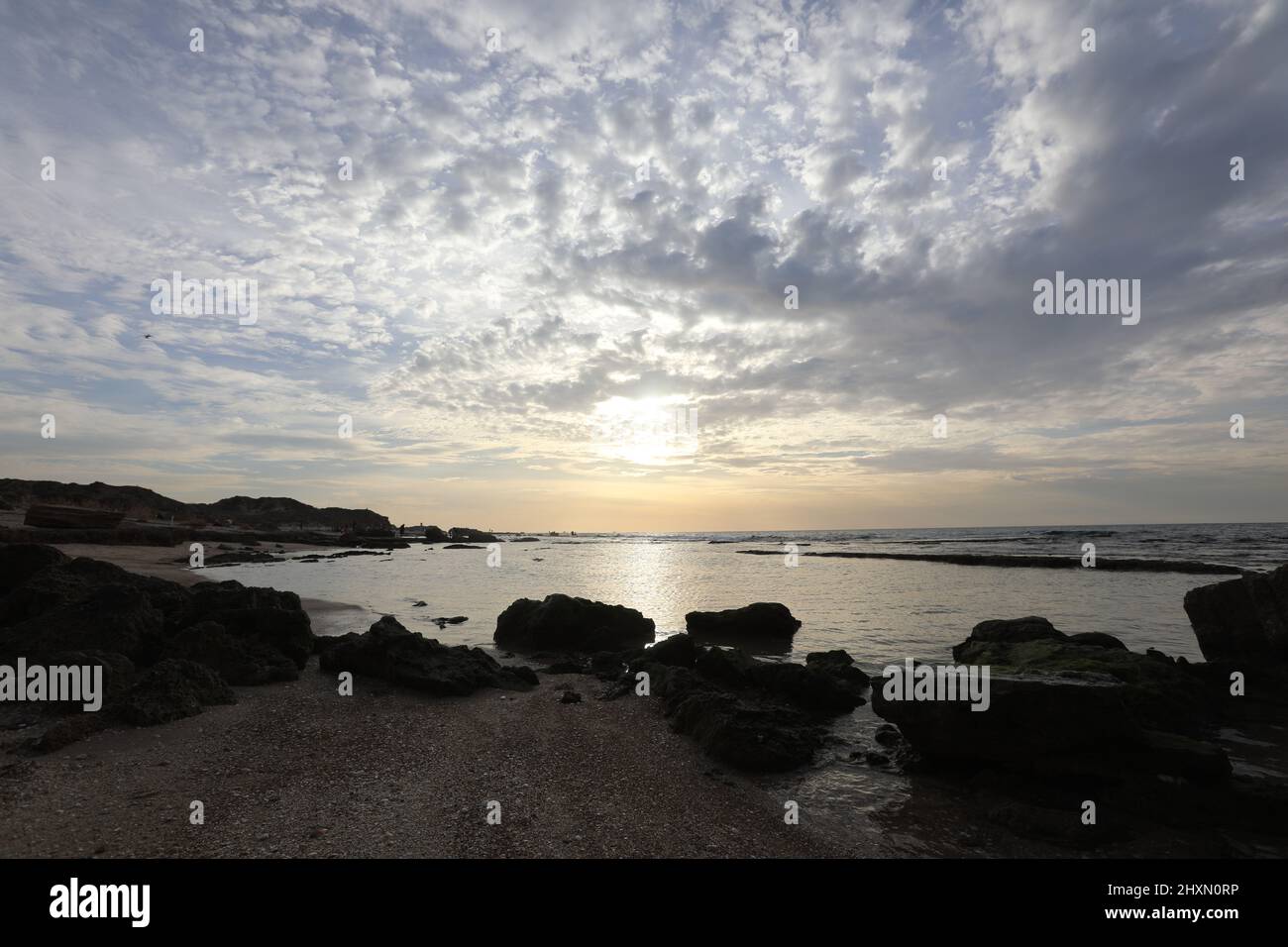 Vivid sunset over ocean with clouds High quality Stock Photo - Alamy
