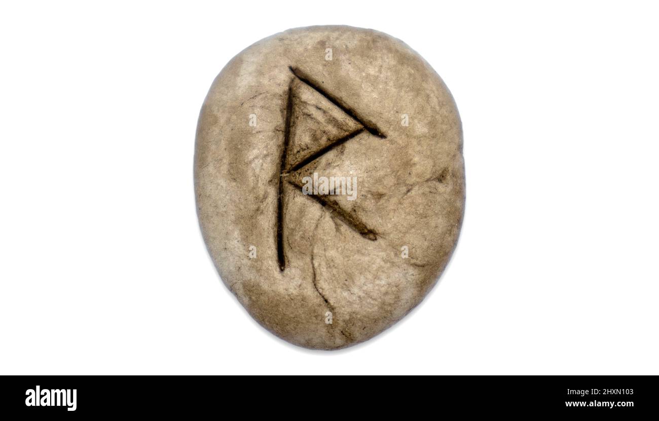 Raido or Raidho Nordic stone isolated on white background. Letter Raed ...