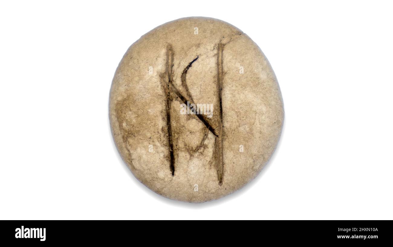 Hagal Nordic stone isolated on white background. Letter of the Viking ...