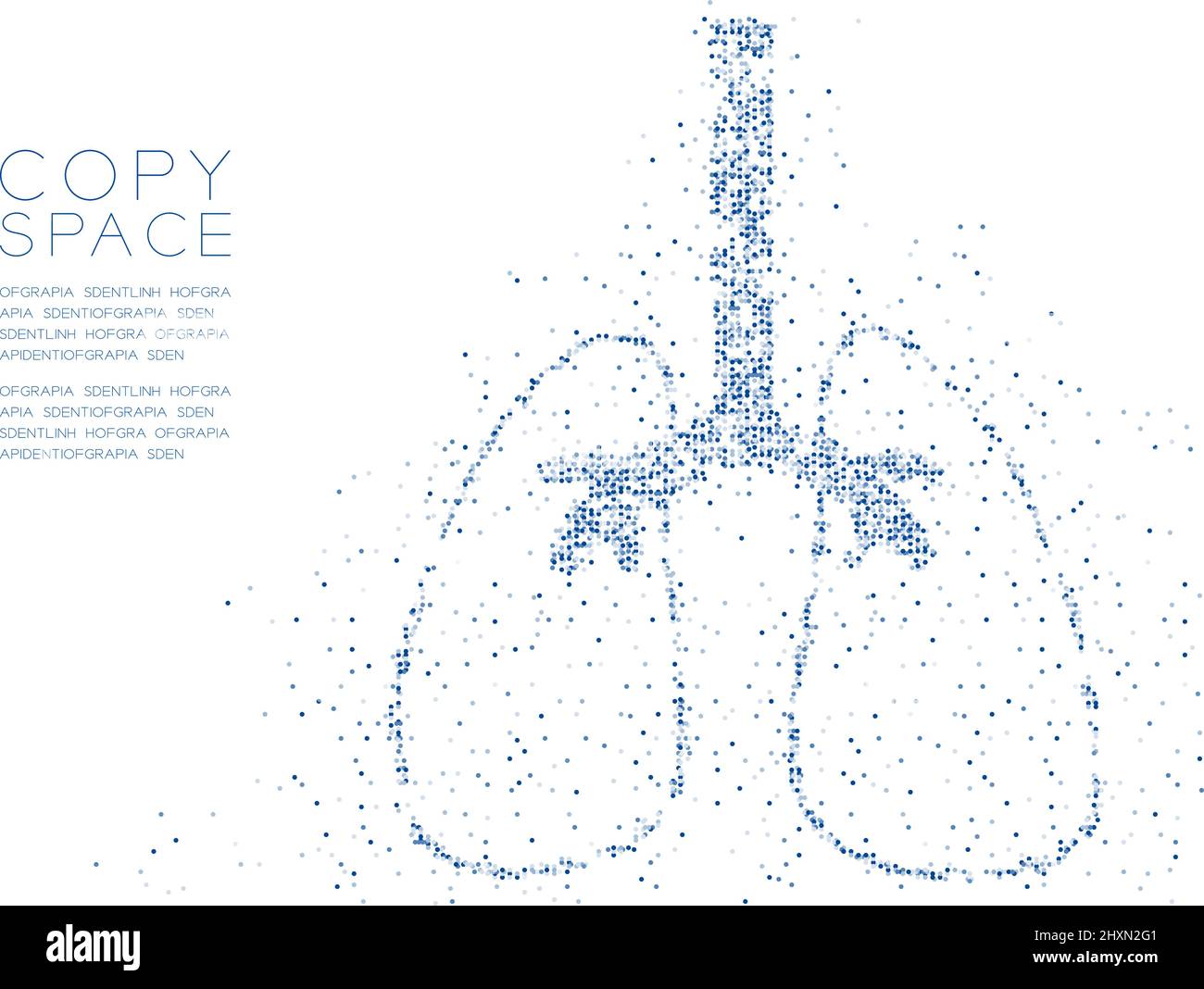 Lung shape Abstract Geometric Circle dot pixel pattern, Medical Science ...
