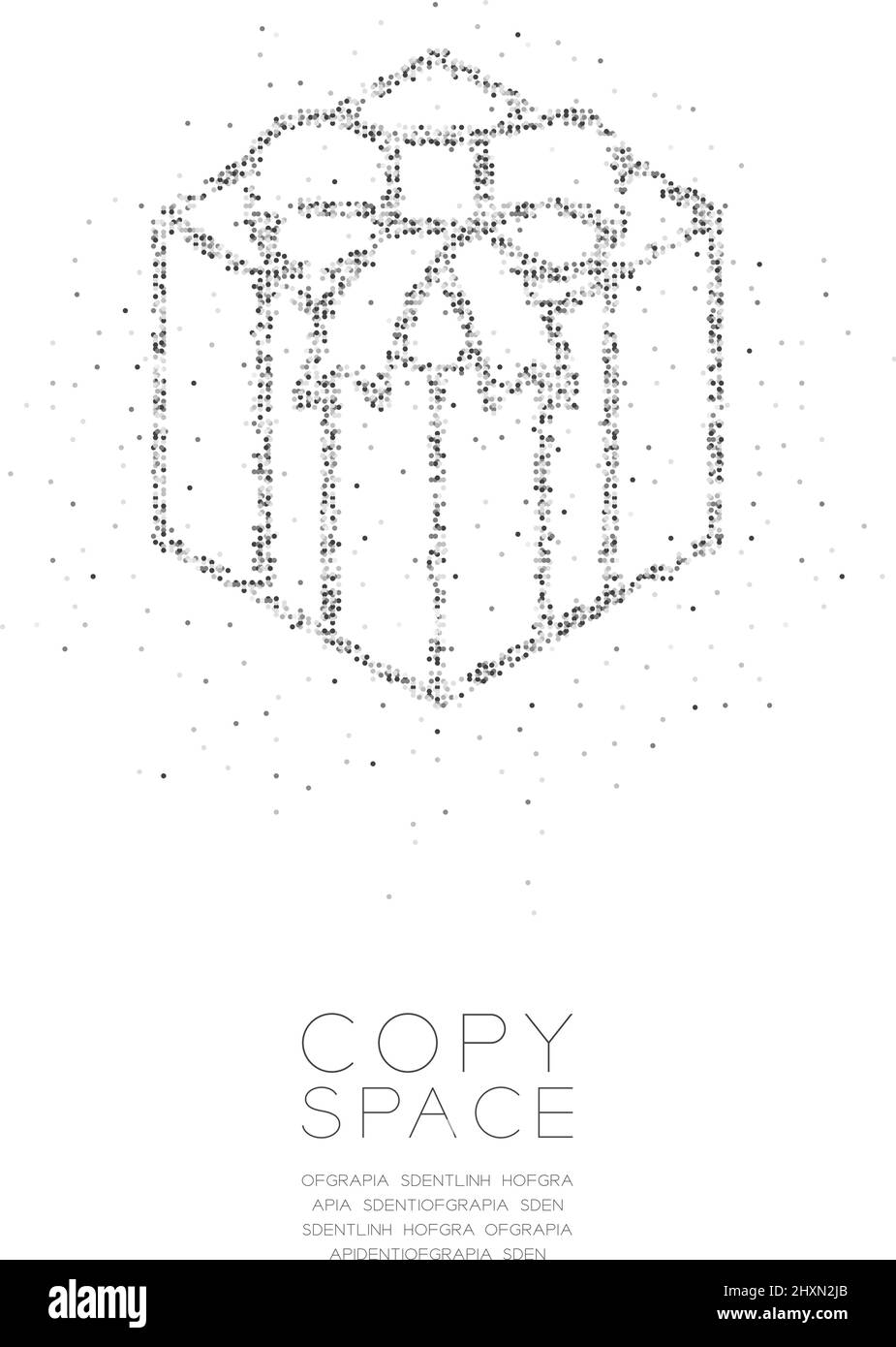 Abstract Geometric Circle dot molecule particle Gift box shape, VR ...