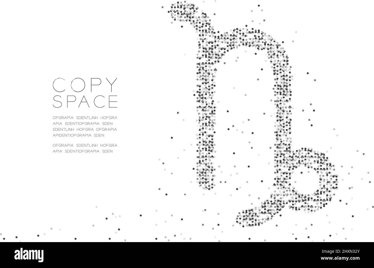 Abstract Geometric Circle dot pixel pattern Capricorn Zodiac sign shape ...