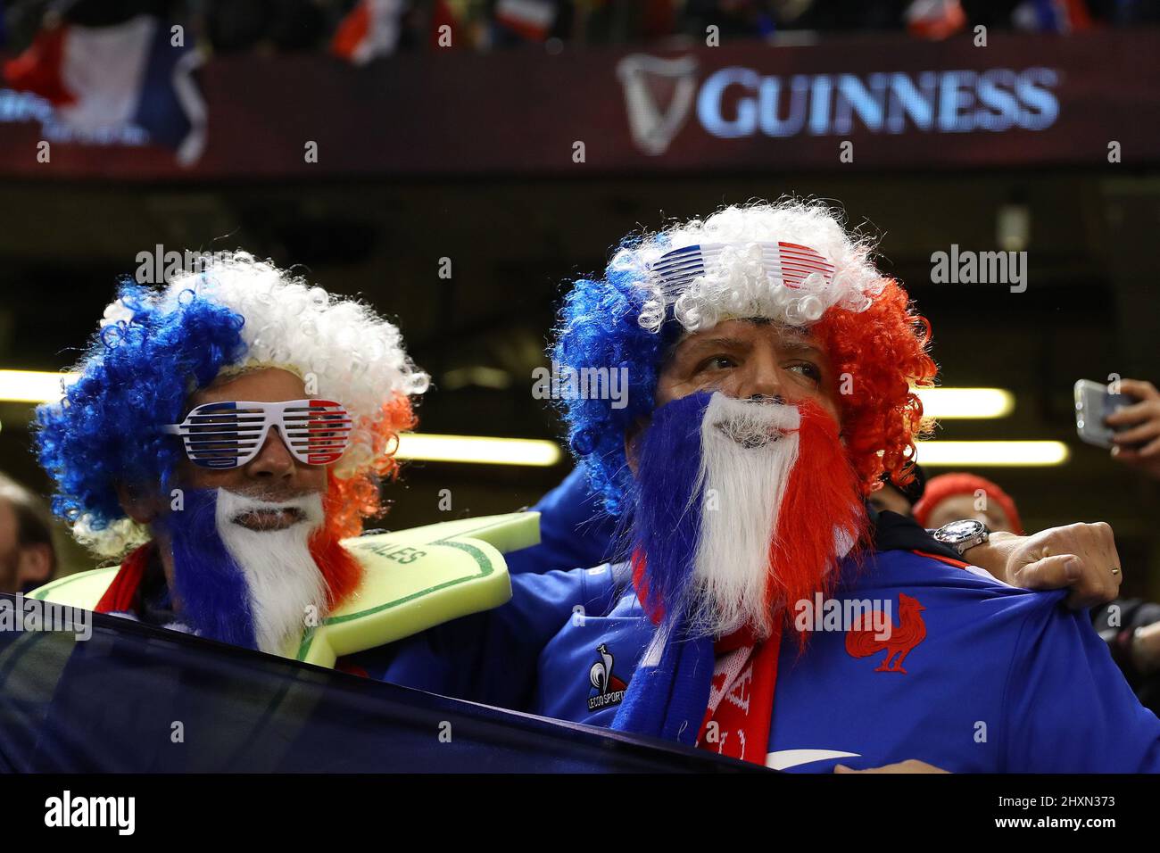 French rugby fans. Guinness Six Nations championship 2022 match, Wales ...