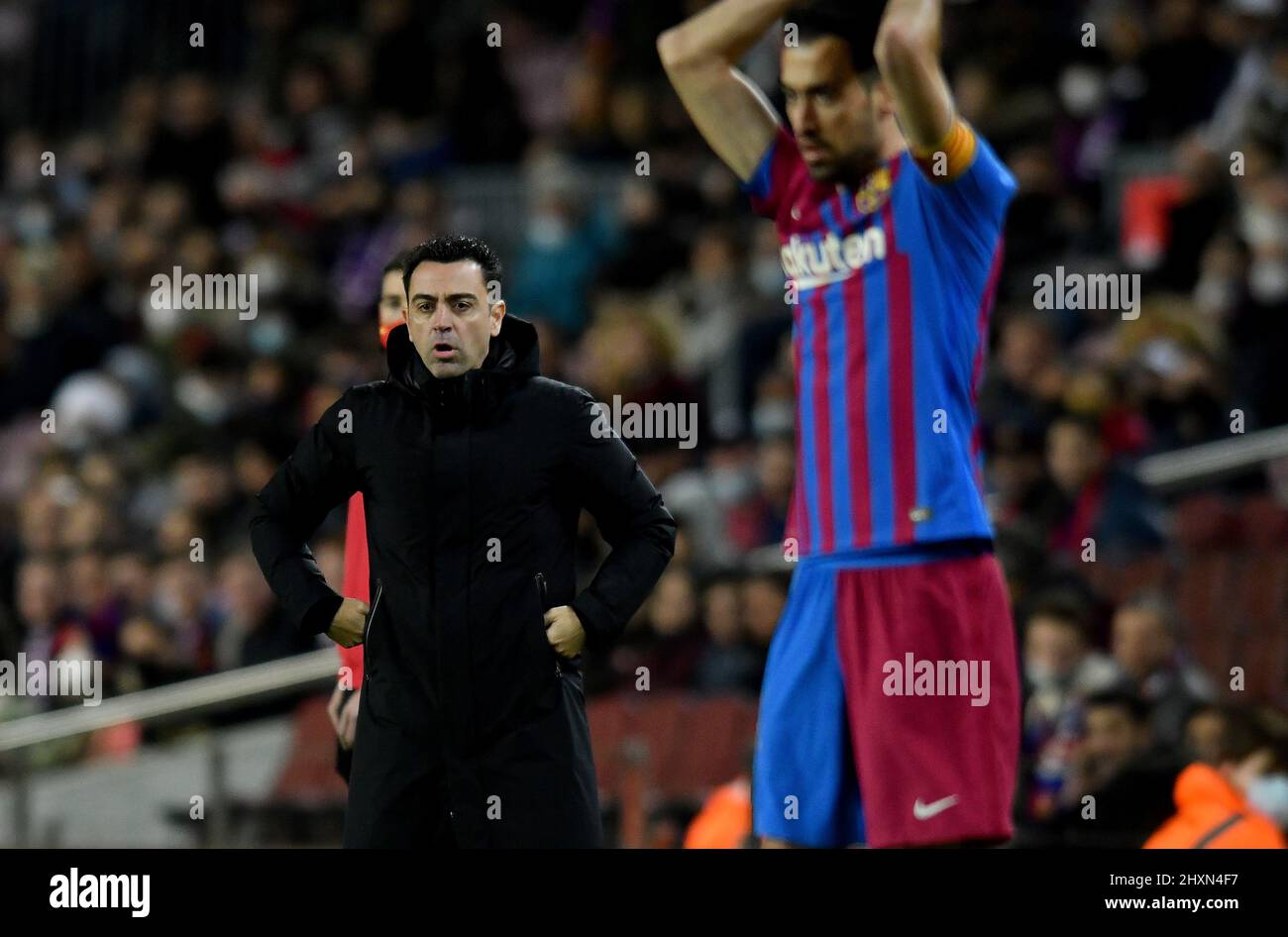 Barcelona,Spain.13 March,2022. Xavi Hernandez head coach of FC Barcelona during the spanish La ...