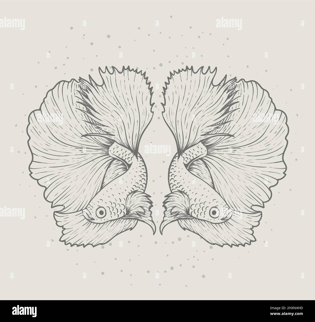 illustration vector beautiful betta fish monochrome style Stock Vector ...