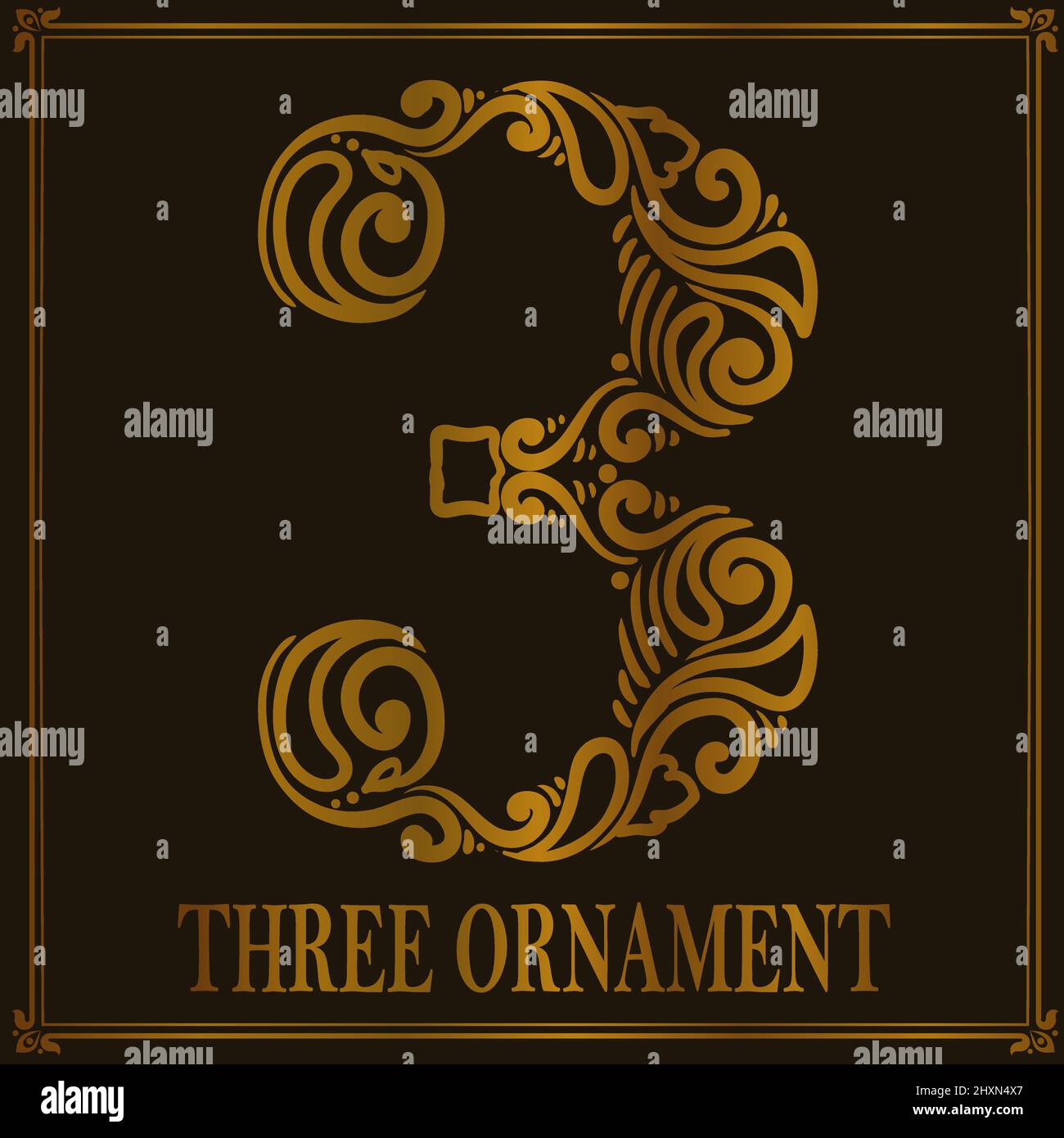 Vintage Three number ornament style Stock Vector Image & Art - Alamy