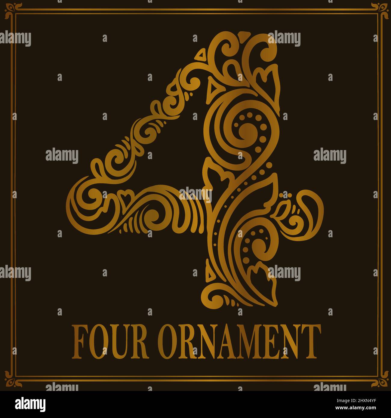 Vintage Four number ornament style Stock Vector Image & Art - Alamy