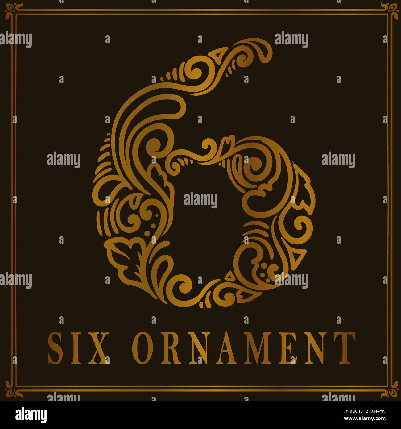 Vintage Six number ornament style Stock Vector Image & Art - Alamy