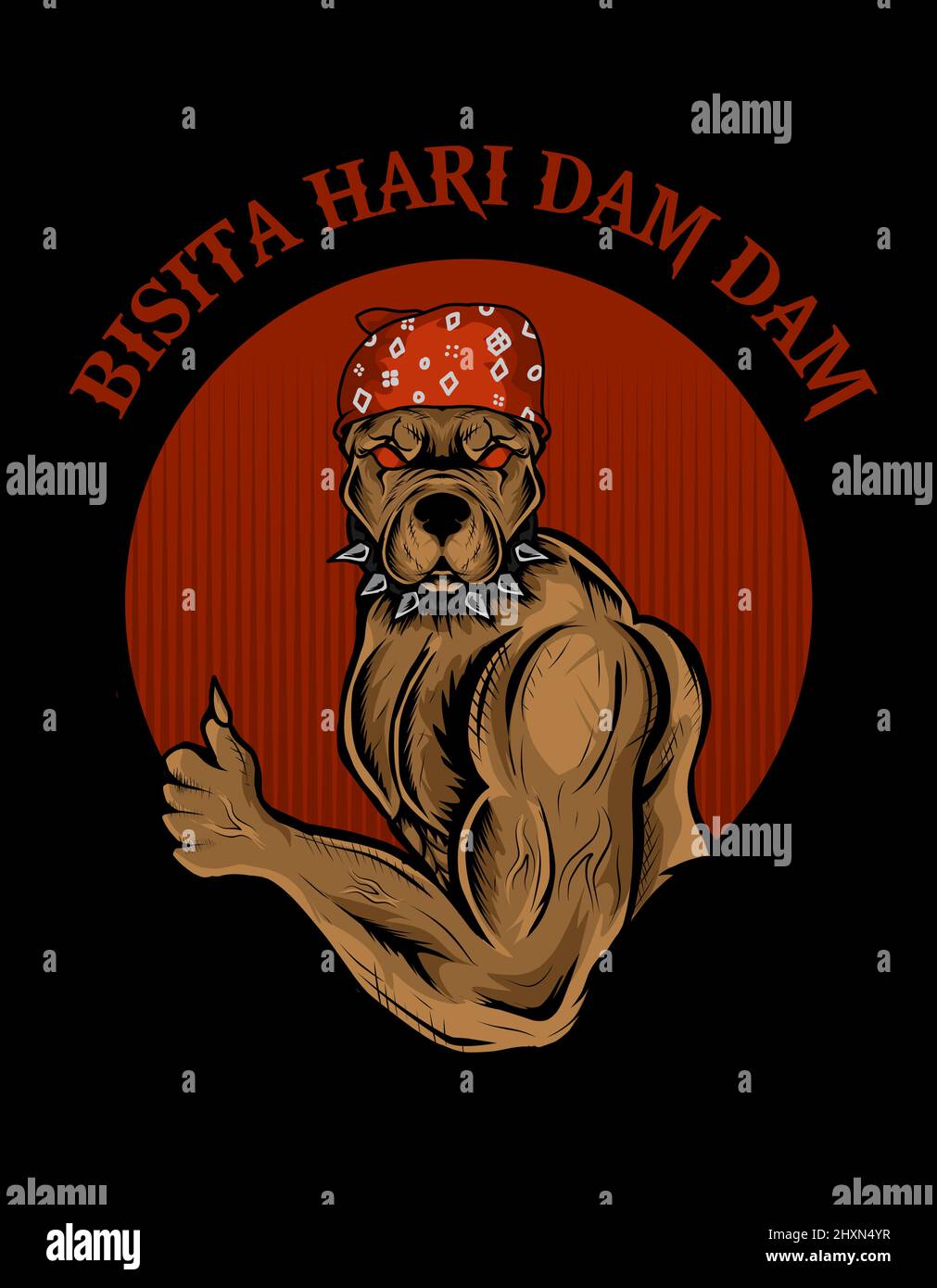 illustration bodybuilder dog logo on black background Stock Vector ...