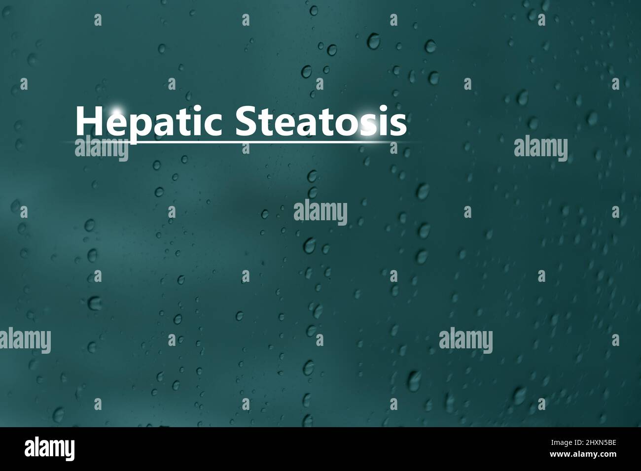 Medical banner "Hepatic Steatosis" on blue background with drops and ...