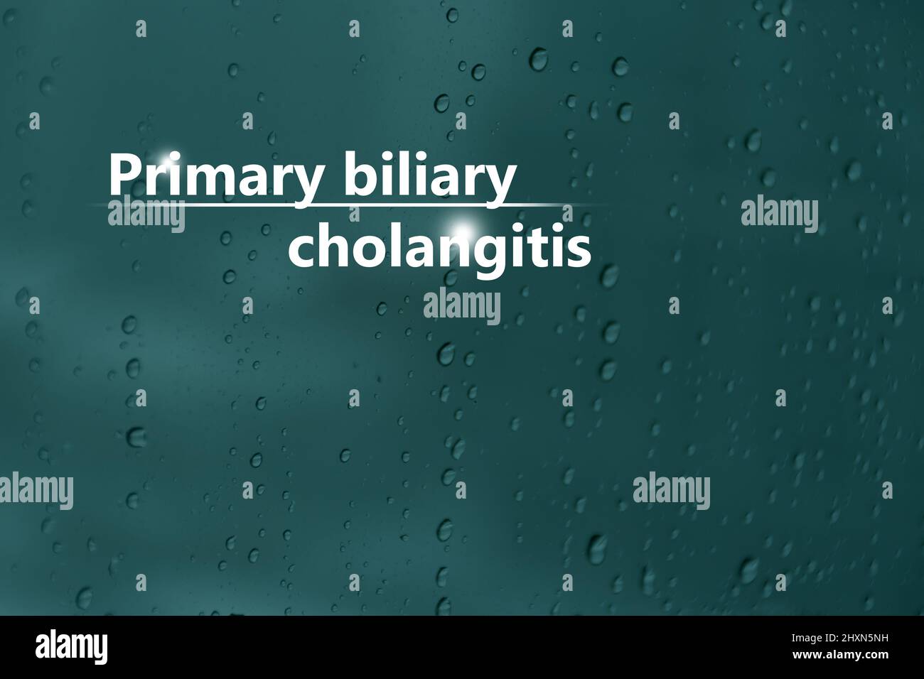 Medical banner "Primary biliary cholangitis" on blue background with ...