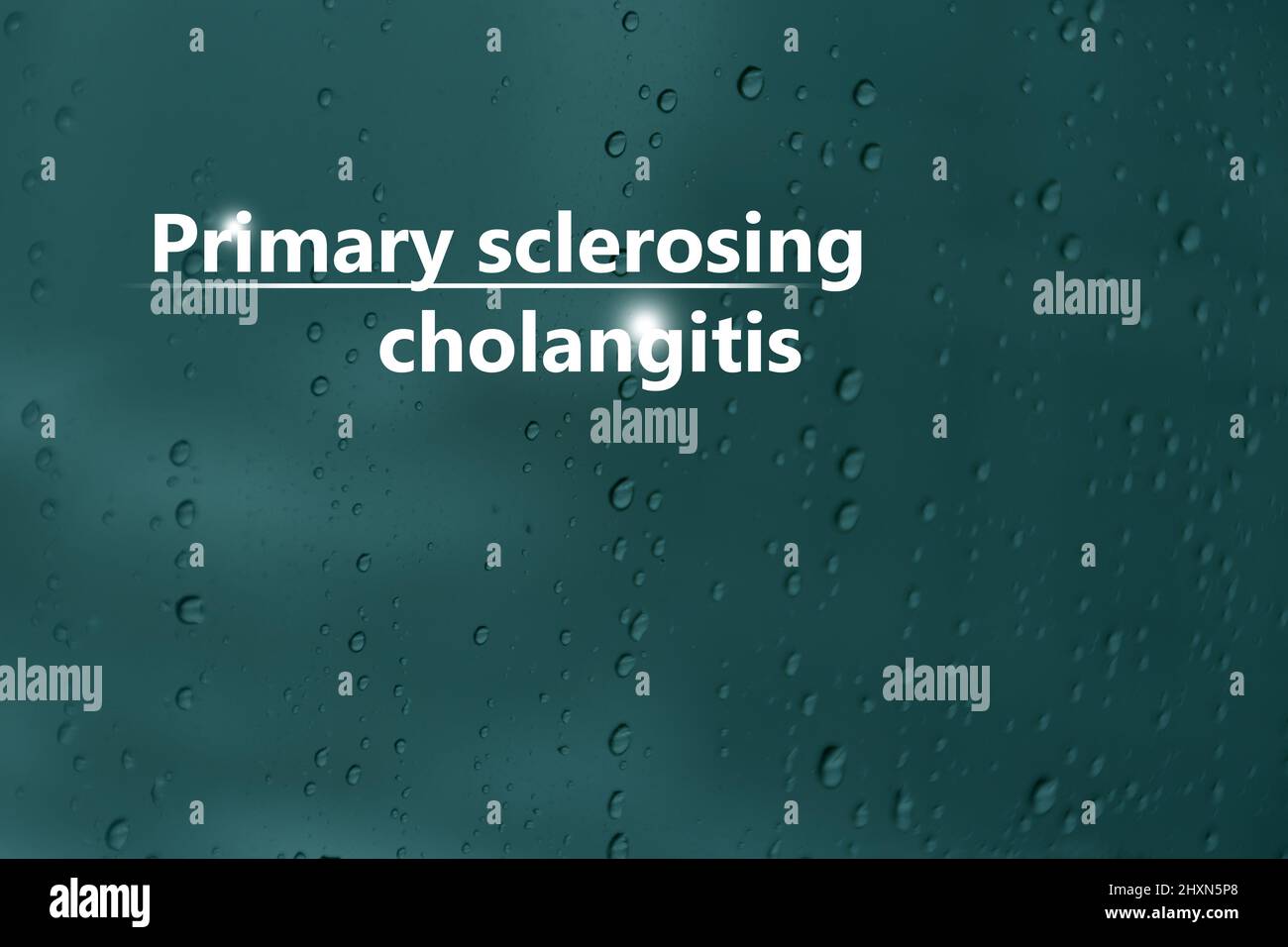 Medical banner "Primary sclerosing cholangitis" on blue background with ...