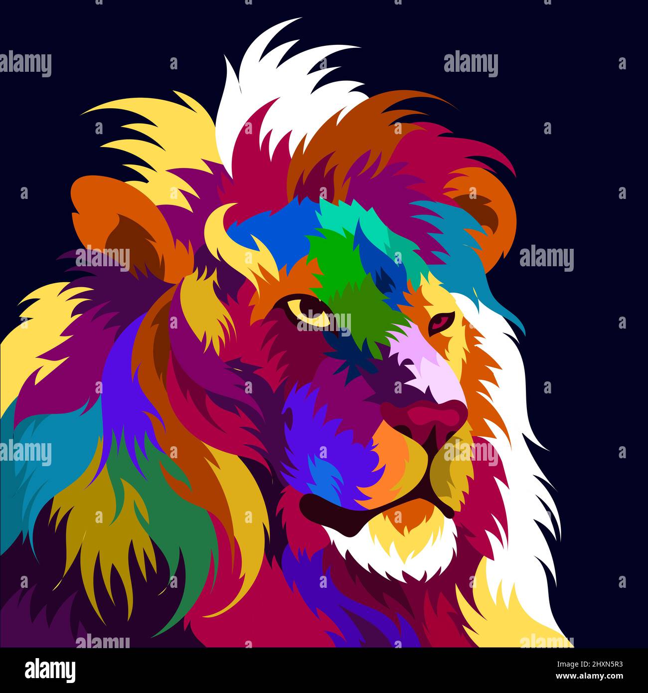 illustration colorful lion head with pop art style Stock Vector Image ...