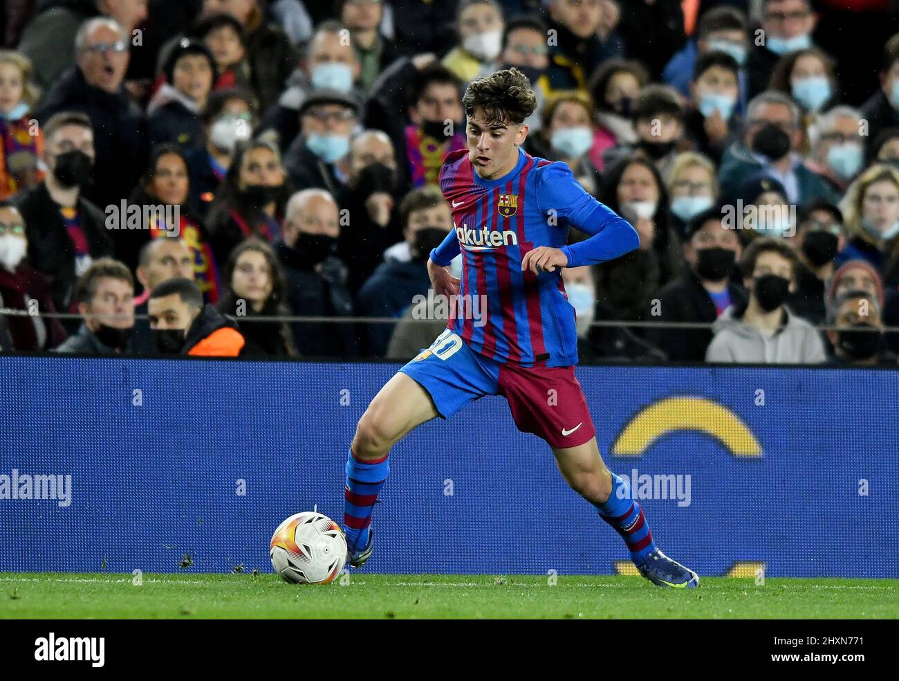 Barcelona,Spain.13 March,2022. Gavi (30) of FC Barcelona during the ...