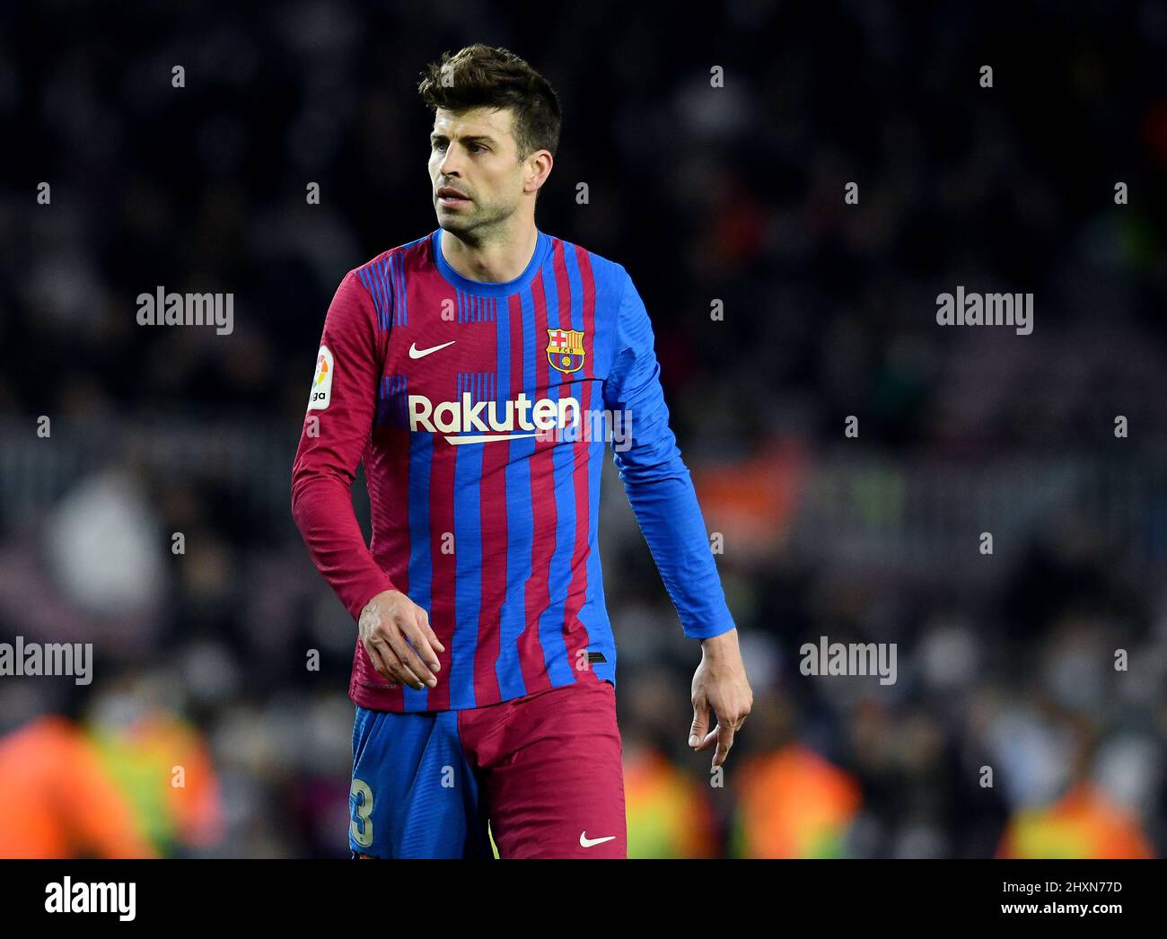 Barcelona,Spain.13 March,2022. Gerard Pique (3) of FC Barcelona during ...