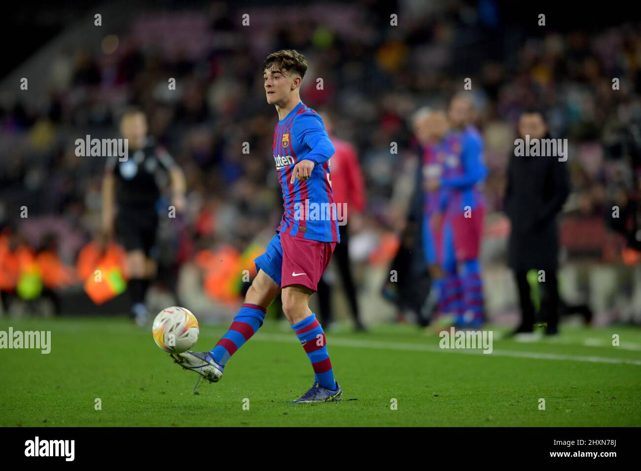 Barcelona,Spain.13 March,2022. Gavi (30) of FC Barcelona during the ...