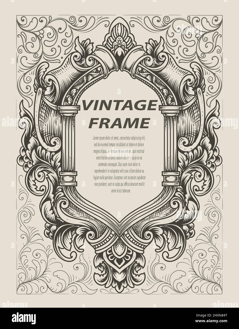 illustration antique engraving frame monochrome style Stock Vector ...