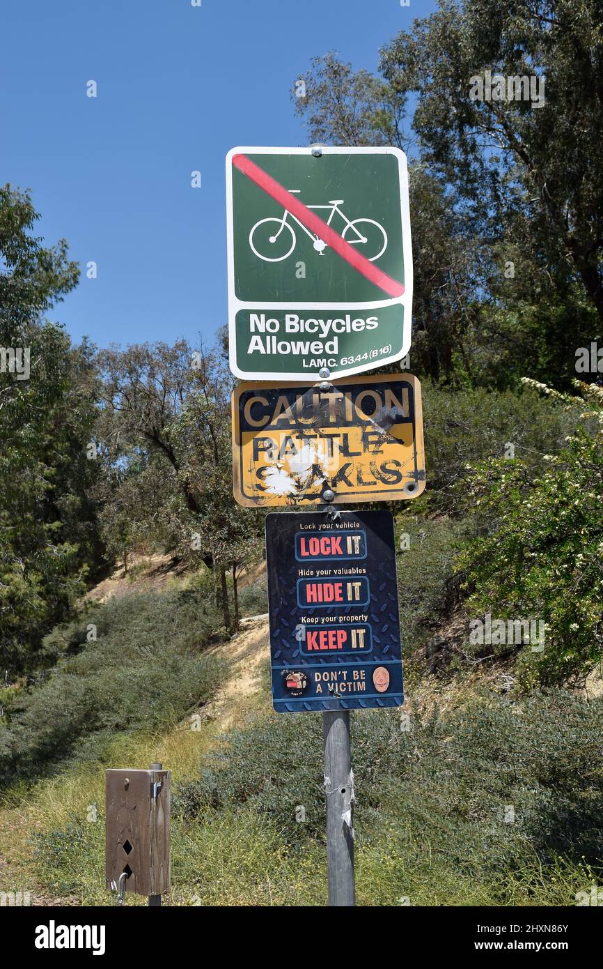 signs on a trail in California Stock Photo - Alamy
