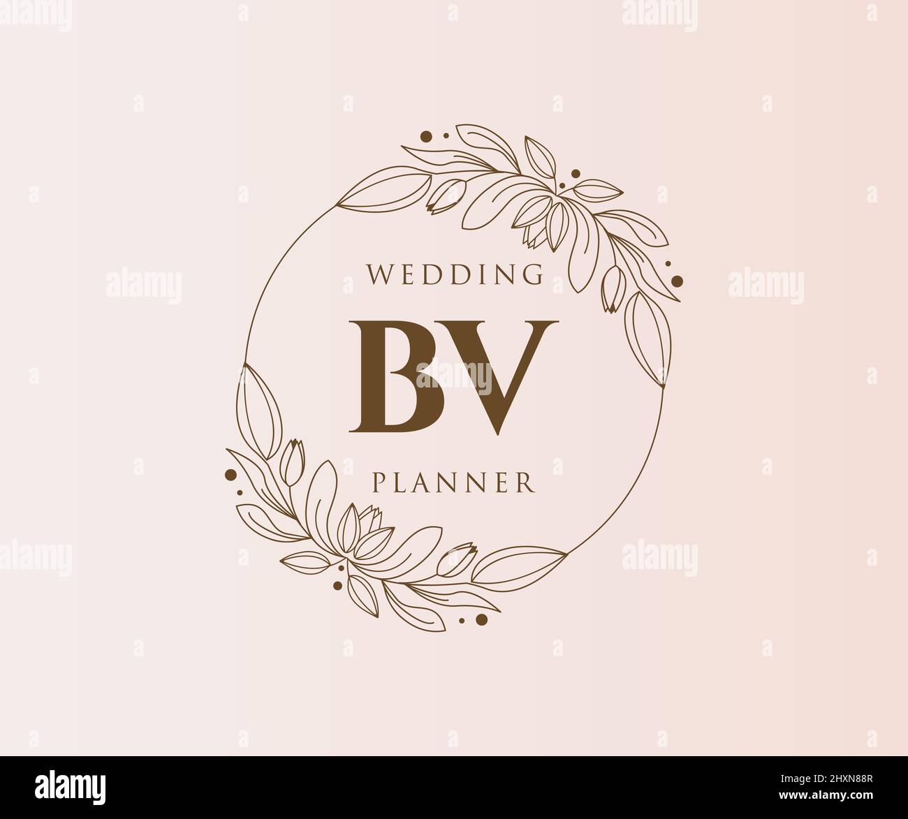 BV Initials letter Wedding monogram logos collection, hand drawn modern ...