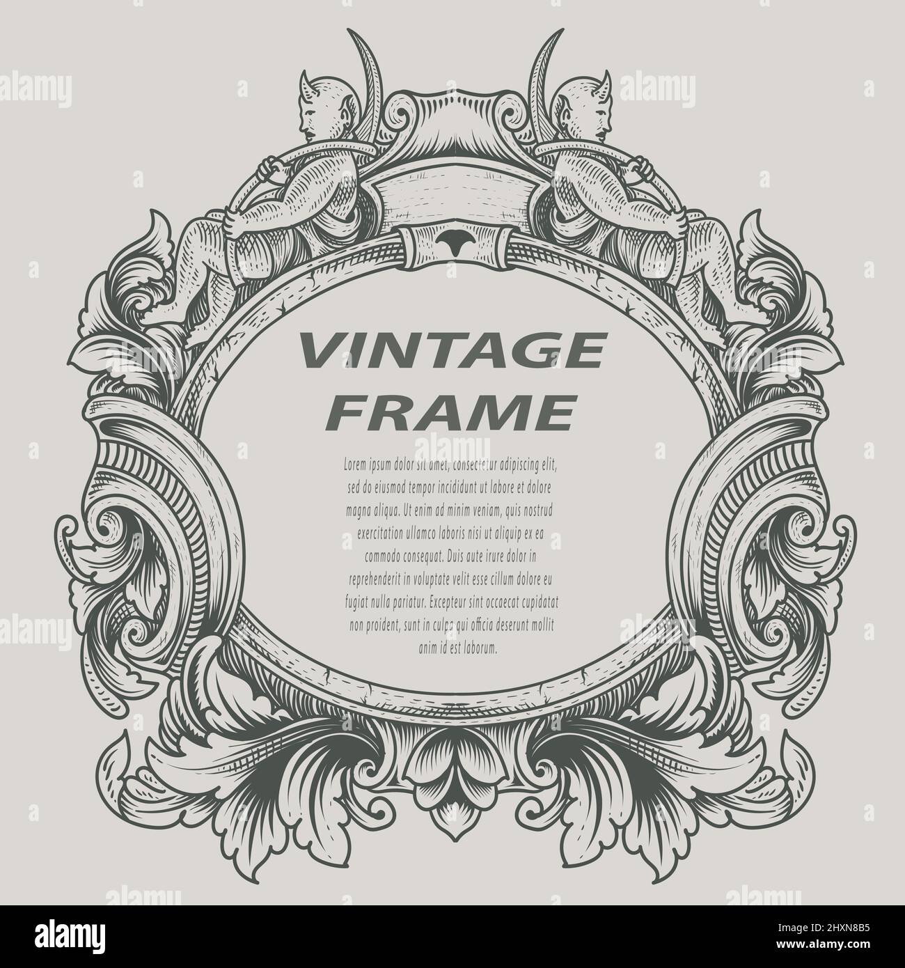 illustration antique engraving frame monochrome style Stock Vector ...