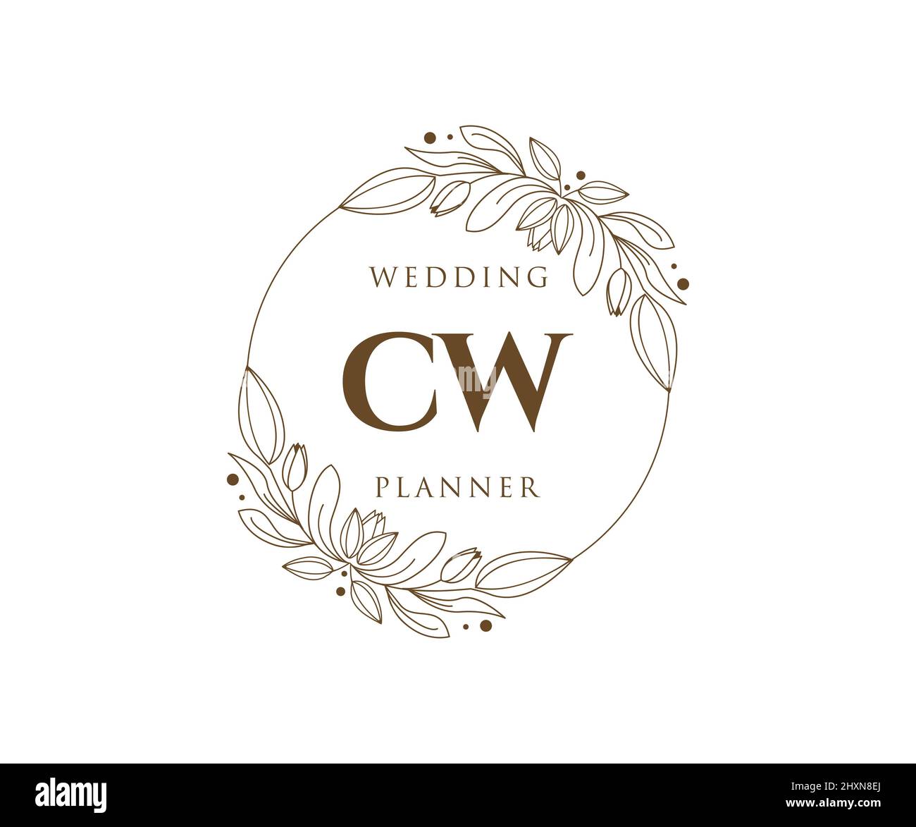 CW Initials letter Wedding monogram logos collection, hand drawn modern ...