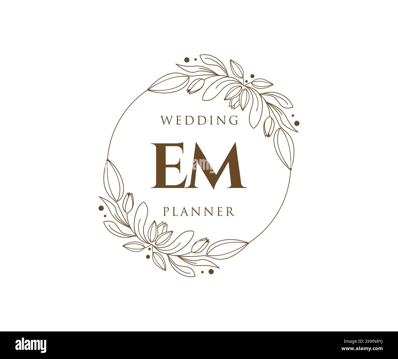 EM Initials letter Wedding monogram logos collection, hand drawn modern ...
