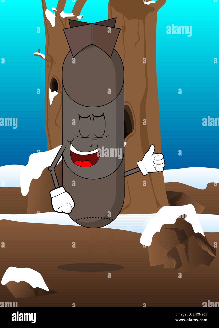 Bomb making thumbs up sign. Missile, explosive as funny cartoon ...