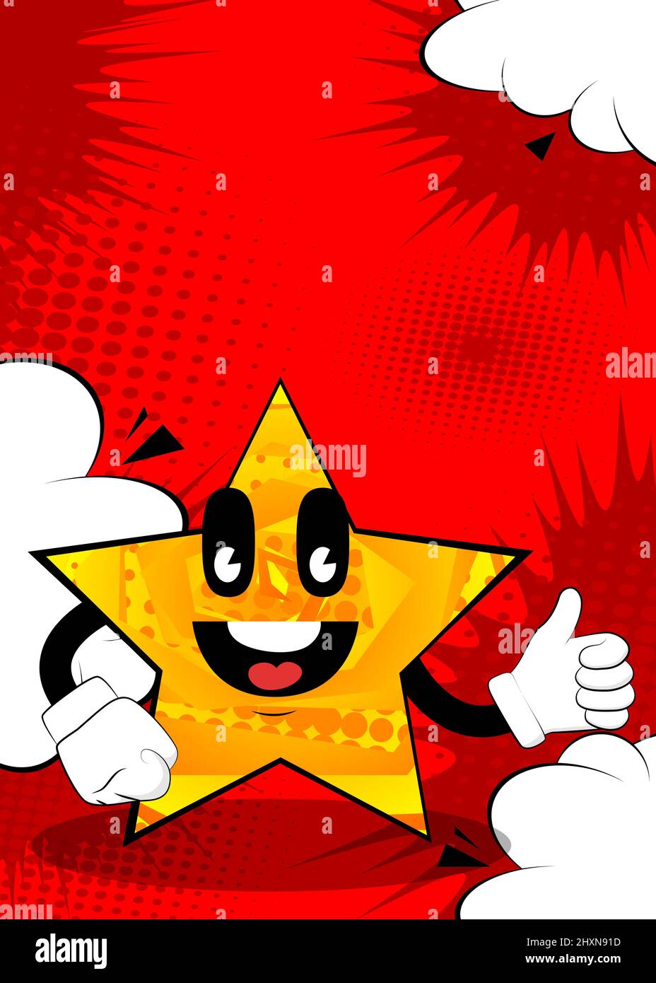 Star making thumbs up sign. Funny and cute cartoon character, with ...