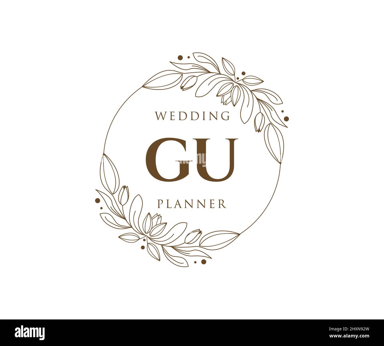 GU Initials letter Wedding monogram logos collection, hand drawn modern ...