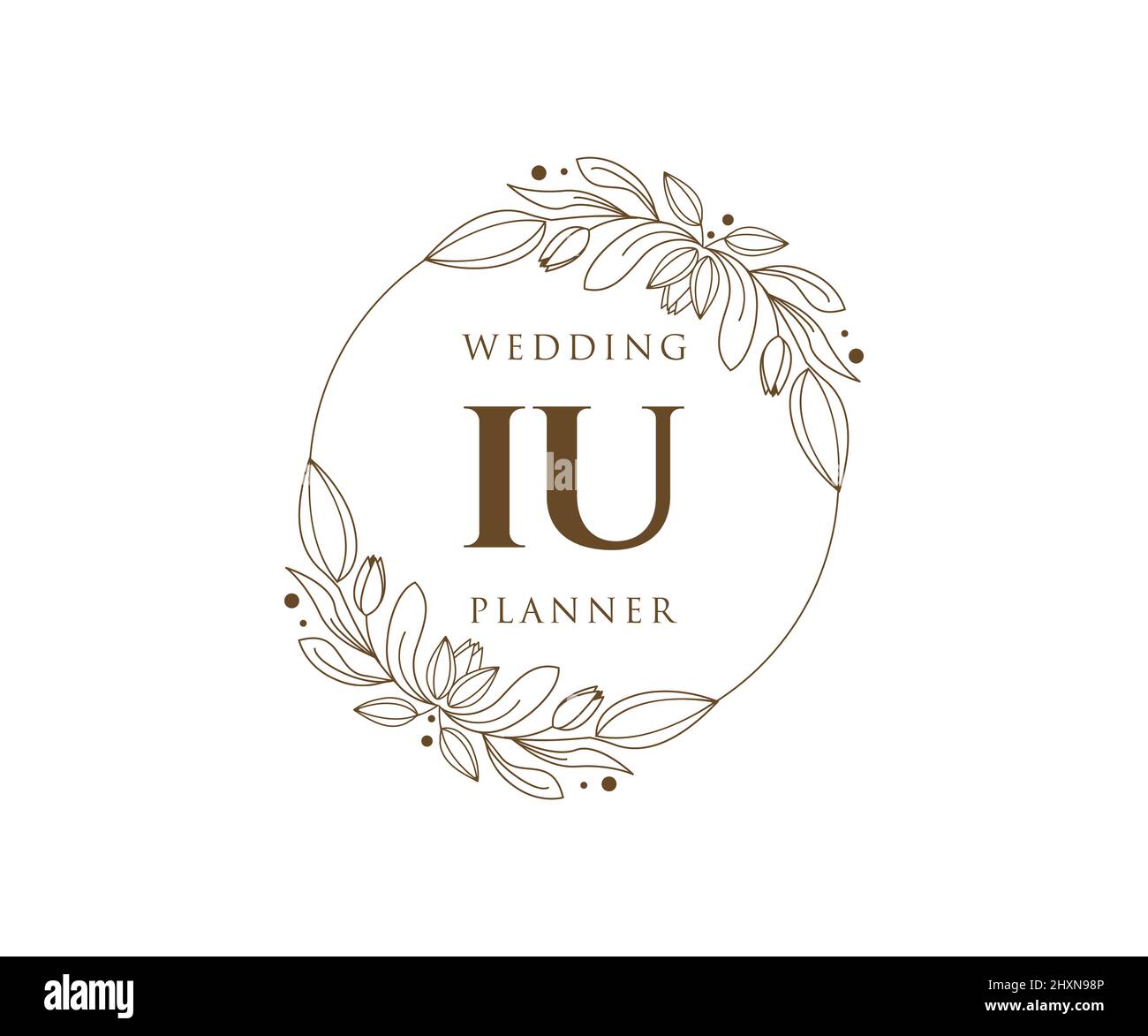 IU Initials letter Wedding monogram logos collection, hand drawn modern ...