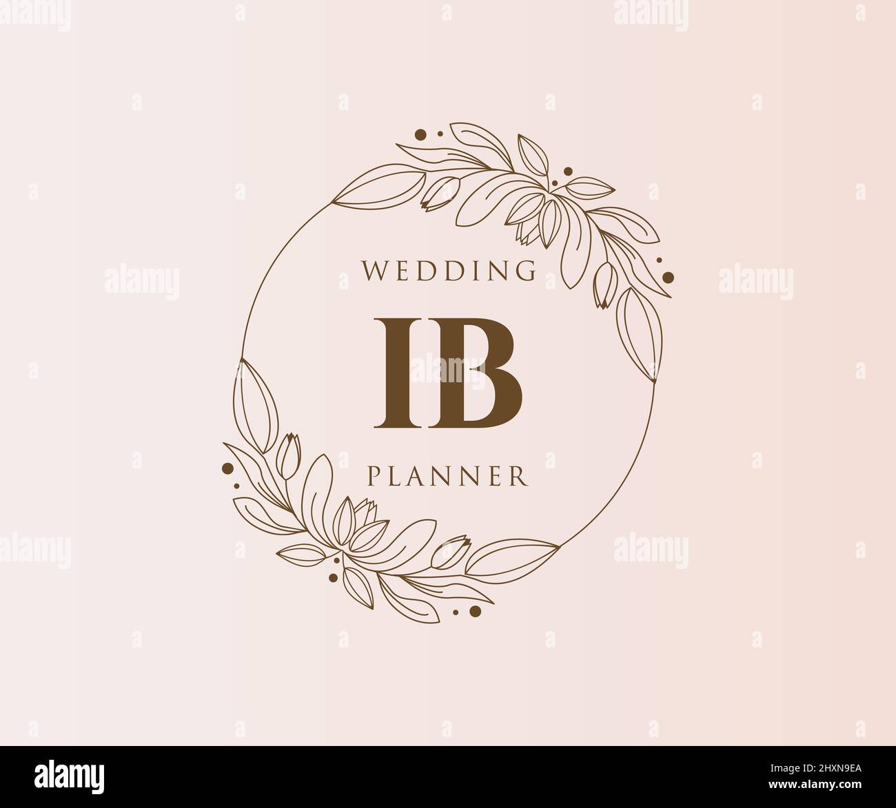 IB Initials letter Wedding monogram logos collection, hand drawn modern minimalistic and floral ...