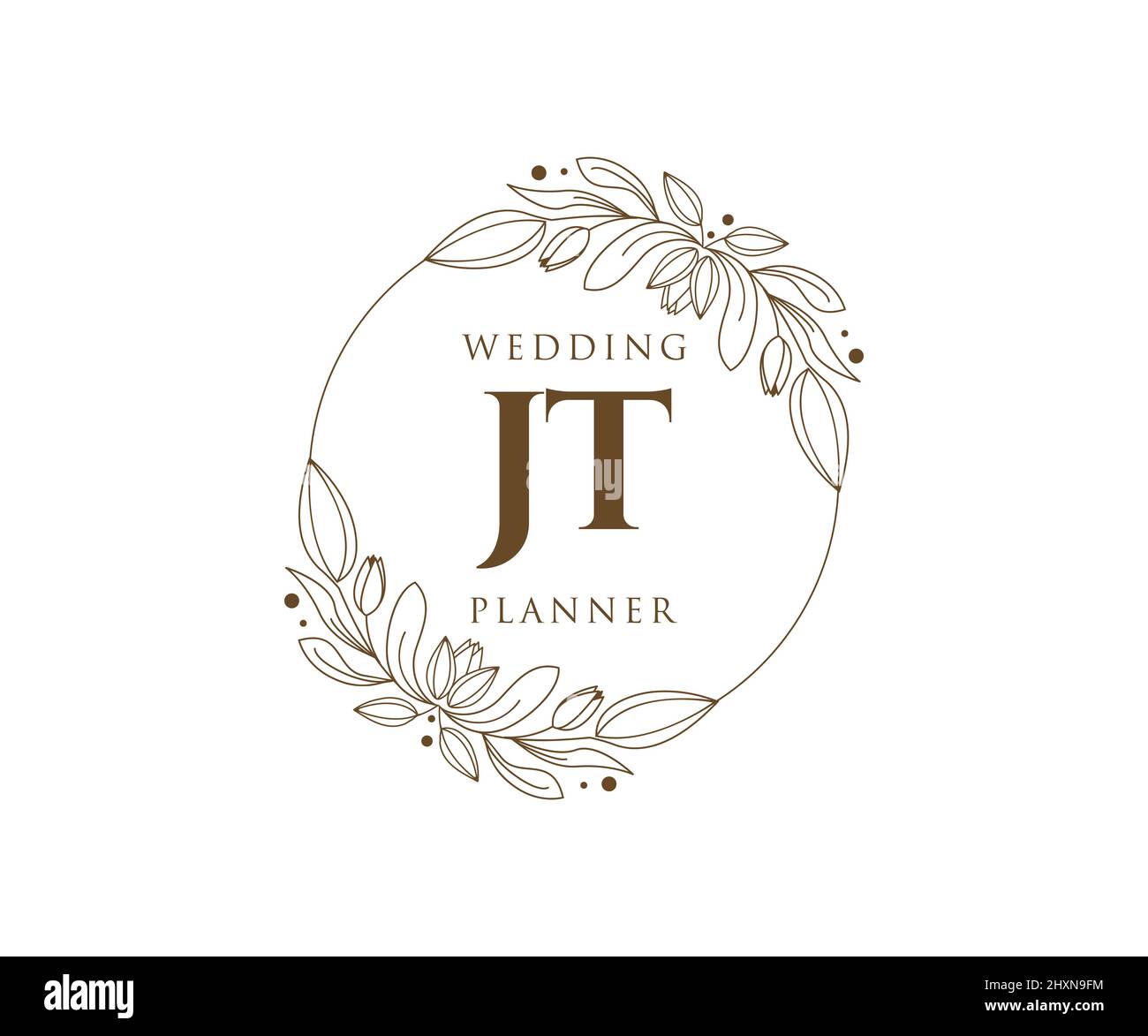 JT Initials letter Wedding monogram logos collection, hand drawn modern minimalistic and floral ...