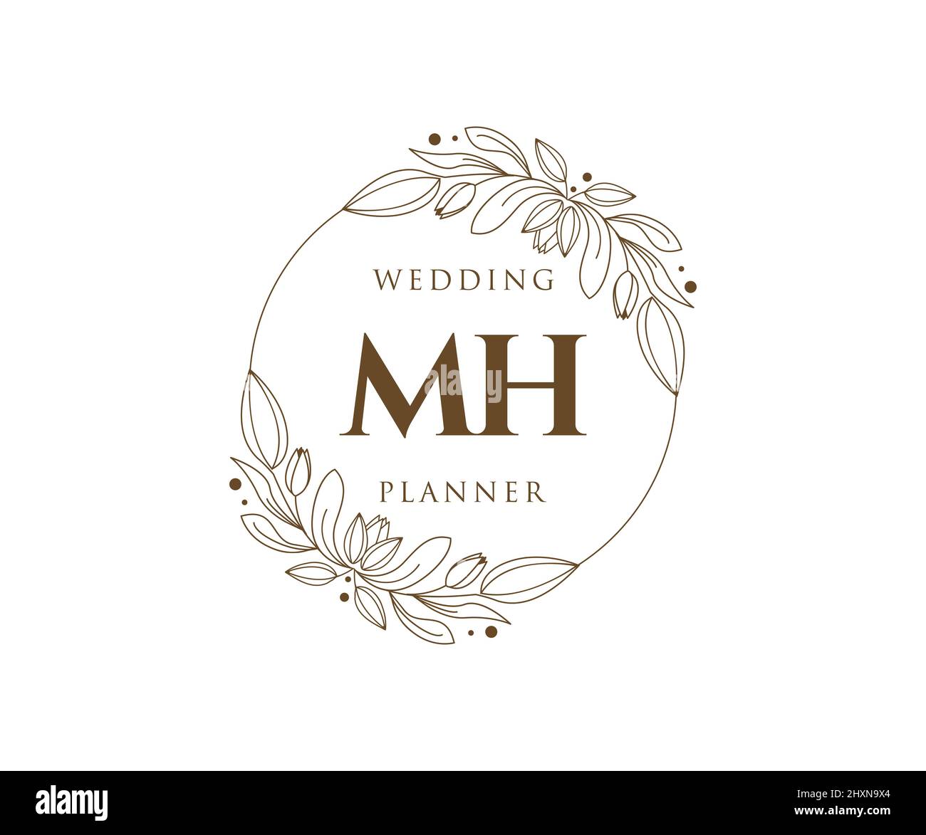MH Initials letter Wedding monogram logos collection, hand drawn modern ...