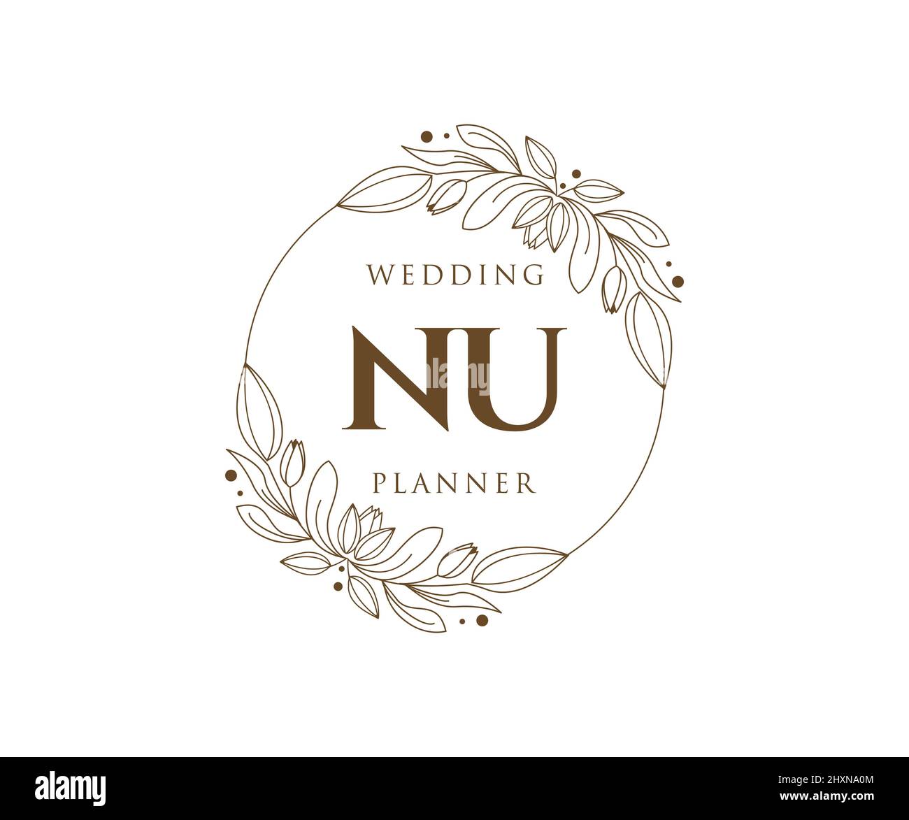 NU Initials letter Wedding monogram logos collection, hand drawn modern ...