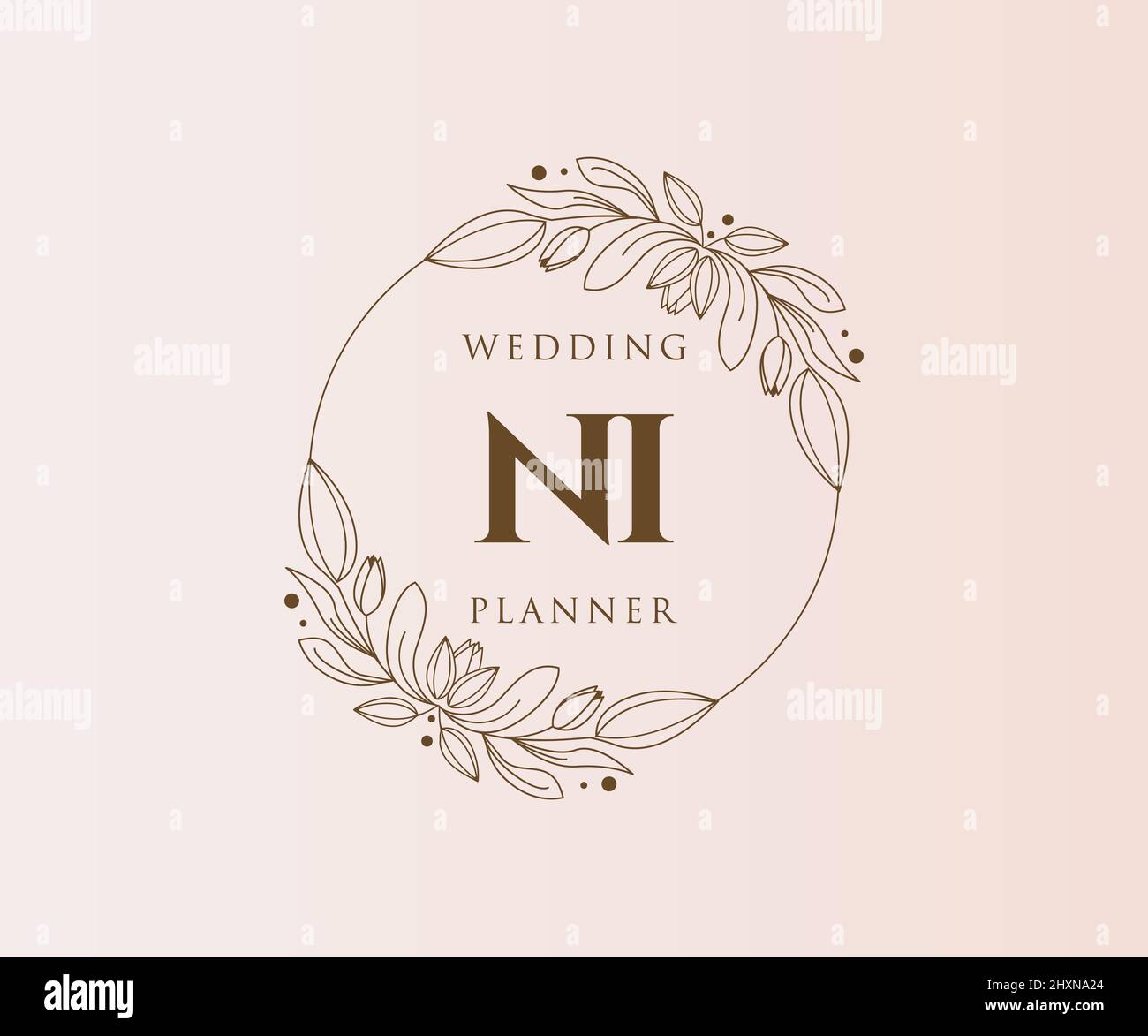 NI Initials letter Wedding monogram logos collection, hand drawn modern ...