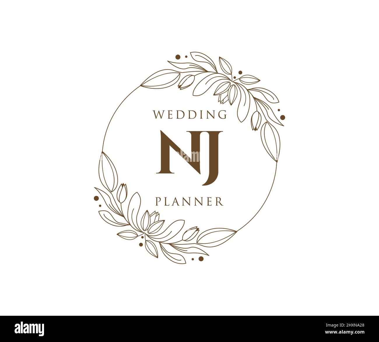 NJ Initials letter Wedding monogram logos collection, hand drawn modern ...