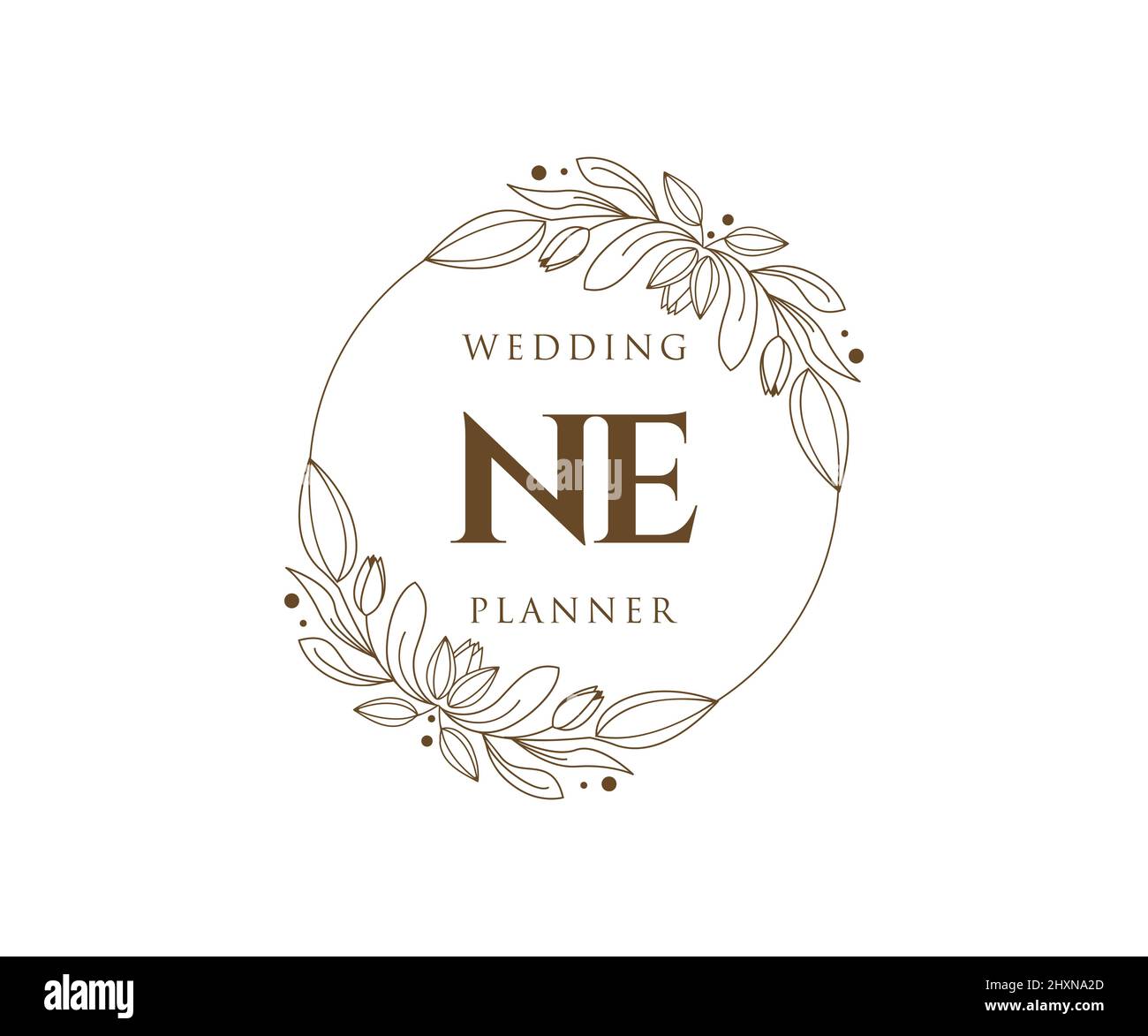 NE Initials letter Wedding monogram logos collection, hand drawn modern ...