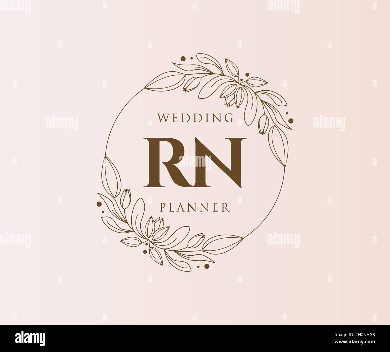 RN Initials letter Wedding monogram logos collection, hand drawn modern minimalistic and floral ...