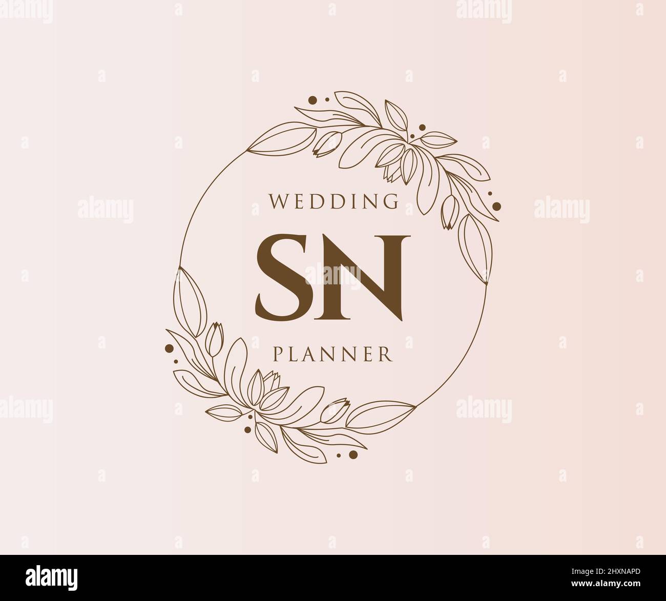 SN Initials letter Wedding monogram logos collection, hand drawn modern ...