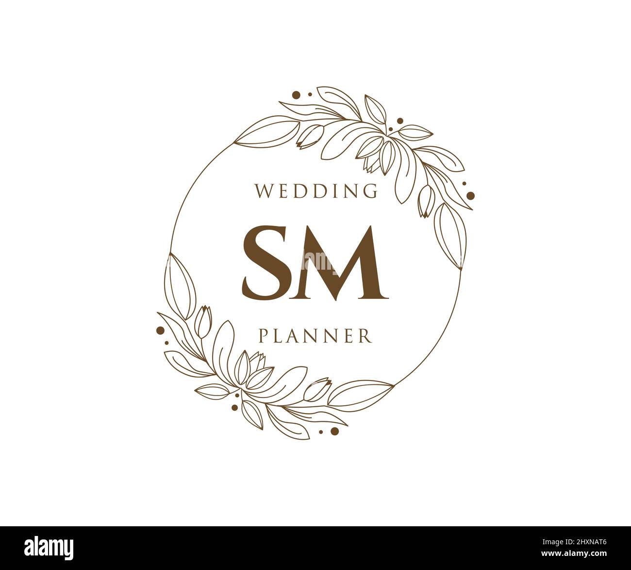 SM Initials letter Wedding monogram logos collection, hand drawn modern ...