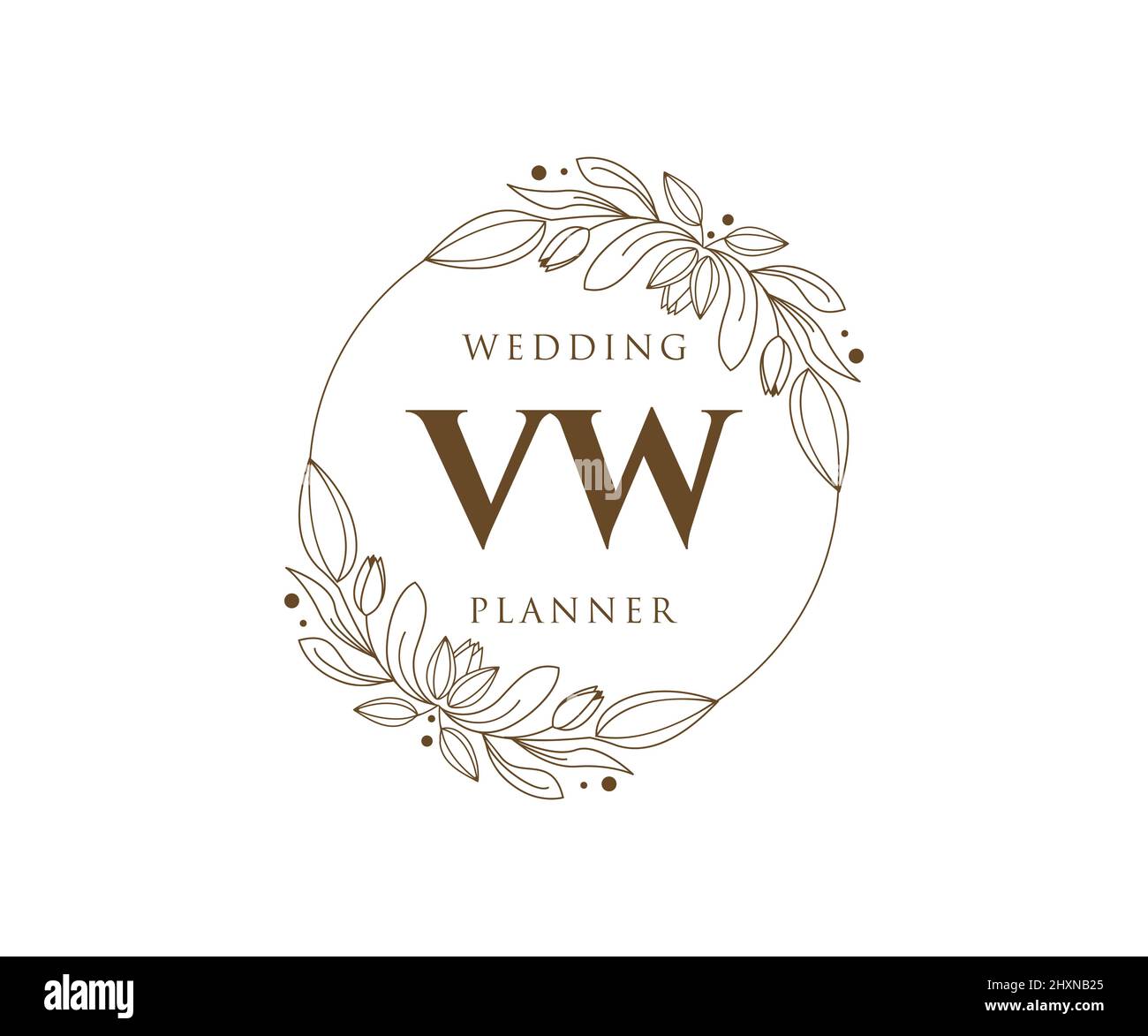 VW Initials letter Wedding monogram logos collection, hand drawn modern ...