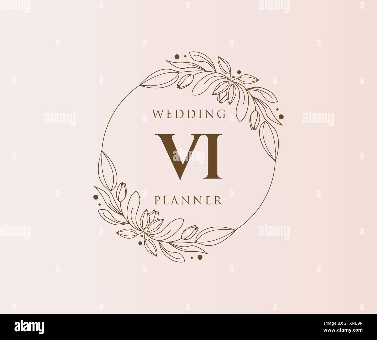 VI Initials letter Wedding monogram logos collection, hand drawn modern ...