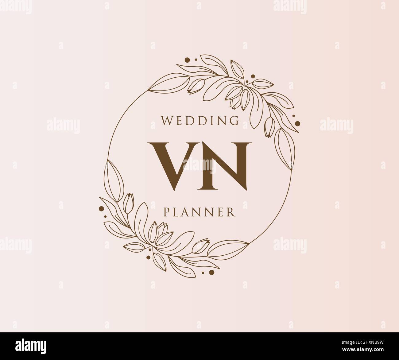 VN Initials letter Wedding monogram logos collection, hand drawn modern ...