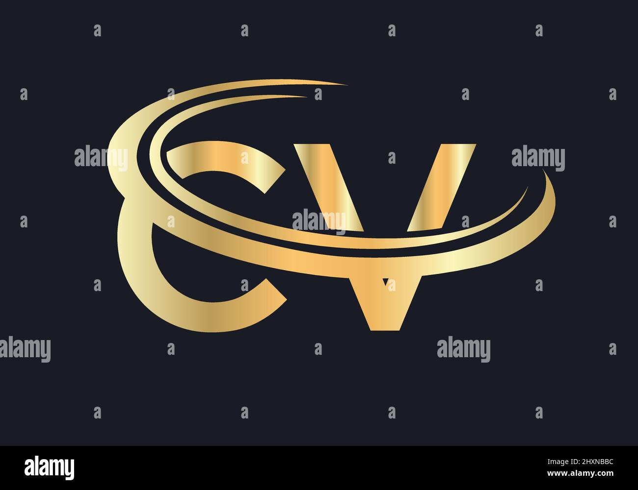 Initial Monogram Letter CV Logo Design Vector. CV Logo Design Template ...