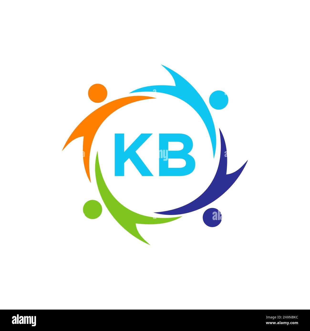 Charity Logo Template On Letter KB, Initial Unity Foundation Human Logo ...