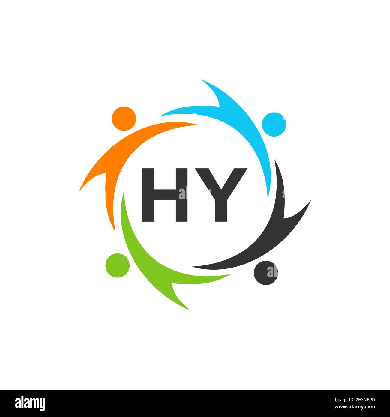 Charity Logo Template On Letter HY, Initial Unity Foundation Human Logo ...