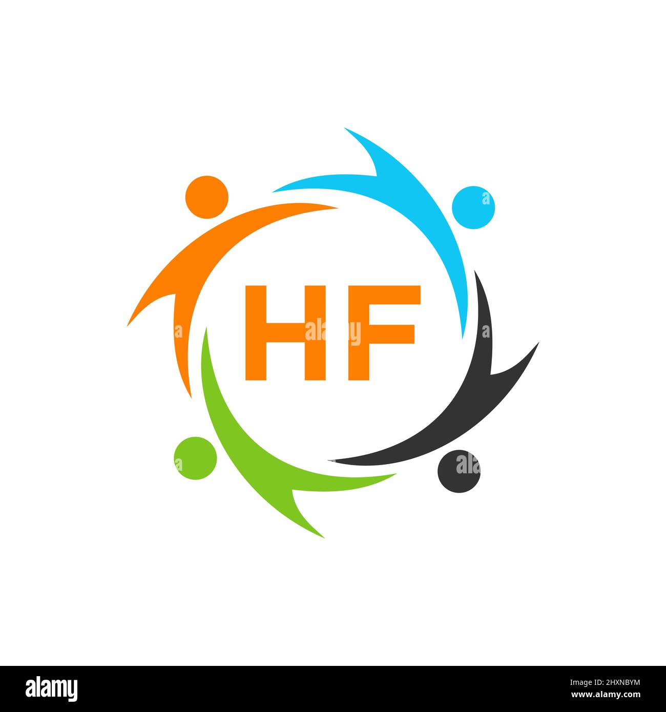 Charity Logo Template On Letter HF, Initial Unity Foundation Human Logo ...