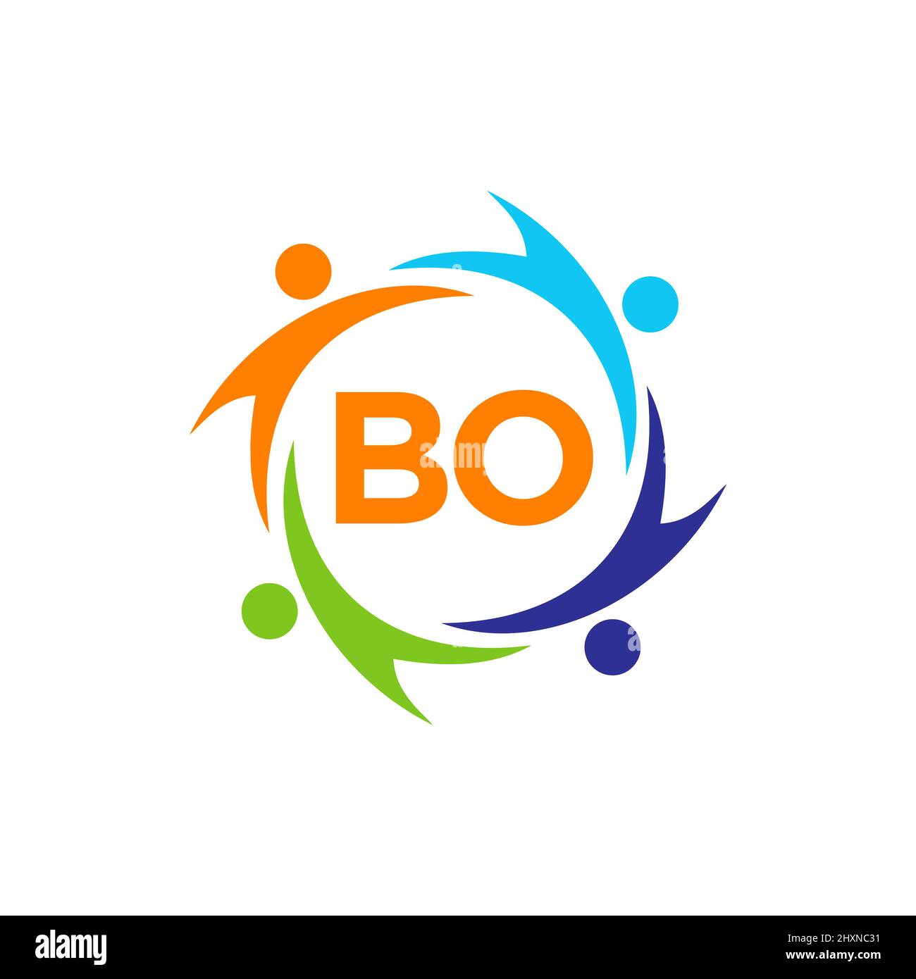 Charity Logo Template On Letter BO, Initial Unity Foundation Human Logo ...